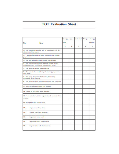Evaluation Sheet - 22+ Examples, Format, Pdf | Examples
