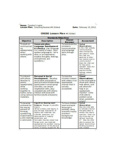 10 Sample Preschool Lesson Plan Templates Sample Templates Riset