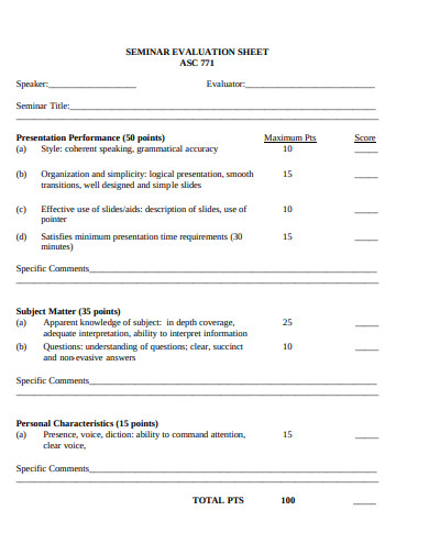 Evaluation Sheet - 22+ Examples, Format, Pdf | Examples