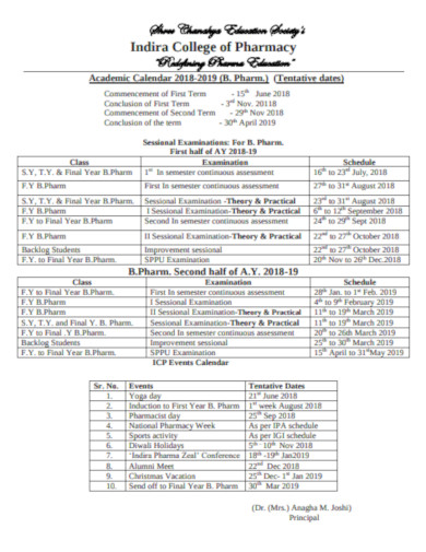 College Calendar - 18+ Examples, Format, Pdf | Examples