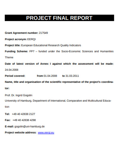 Final Project Report Template For Your Needs