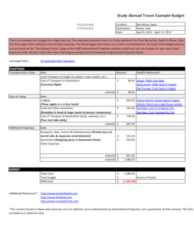 Travel Budget - 15+ Examples, Format, Pdf | Examples