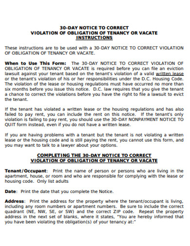 30 Day Notice - 14+ Examples, Format, Pdf | Examples