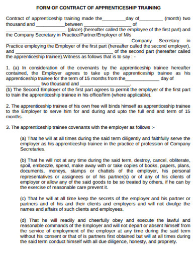 Training Contract - 9+ Examples, Format, How To Make, Pdf