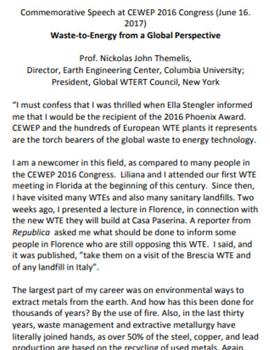 Commemorative Speech Examples Format Sample Examples