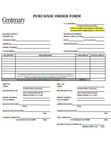 Purchase Order Form - 24+ Examples, Format, Pdf | Examples