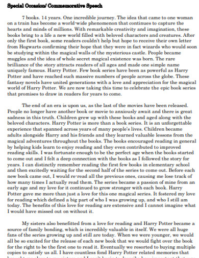 Commemorative Speech Examples Format Sample Examples