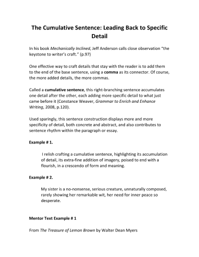 Cumulative Sentence - 10+ Examples, How to Write, PDF