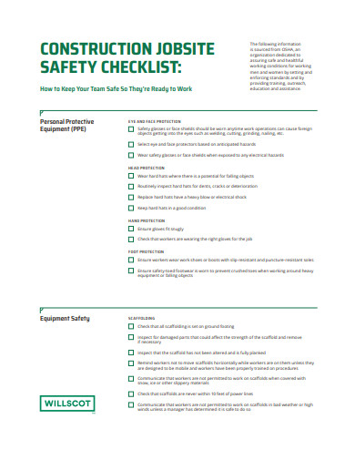 Construction Safety Checklist - 15+ Examples, Format, Pdf | Examples