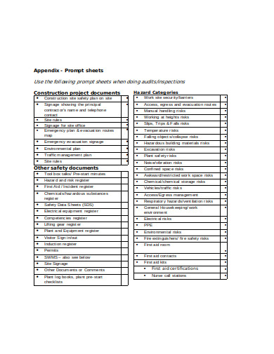 Construction Safety Checklist - 15+ Examples, Format, Pdf | Examples