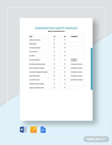 Construction Safety Checklist - 15+ Examples, Format, Pdf | Examples