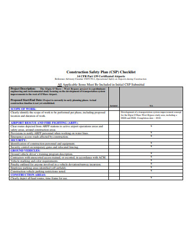 Construction Safety Checklist - 15+ Examples, Format, Pdf | Examples
