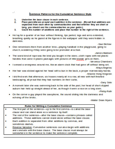Cumulative Sentence - 10+ Examples, How to Write, PDF
