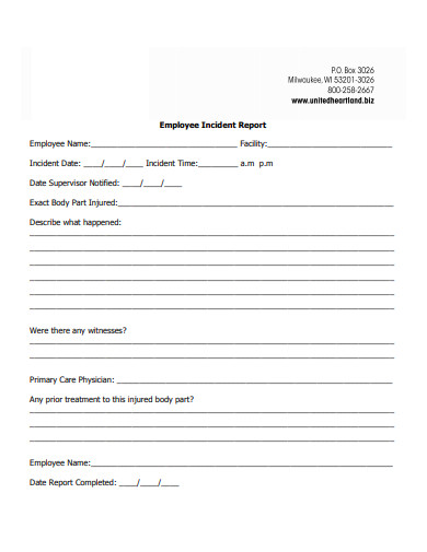 Employee Incident Report - 12+ Examples, Format, Pdf | Examples