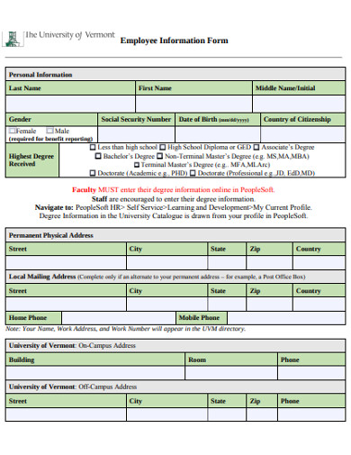 Employee Information Form - 17+ Examples, Format, Pdf | Examples