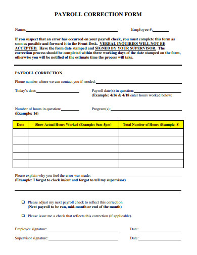 Employee Correction Form - 6+ Examples, Format, Pdf | Examples