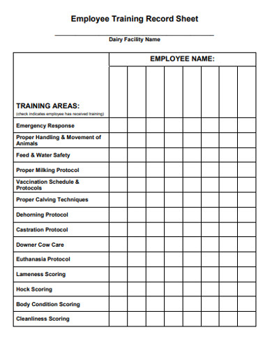 Training Record - 17+ Examples, Format, Pdf | Examples