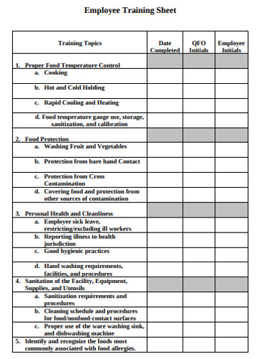 Training Sheet - 19+ Examples, Format, Pdf | Examples