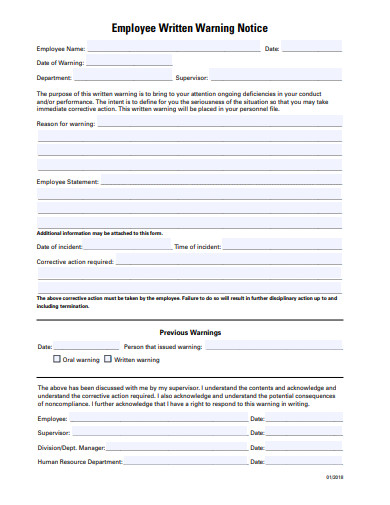Employee Warning Notice - 9+ Examples, Format, Pdf