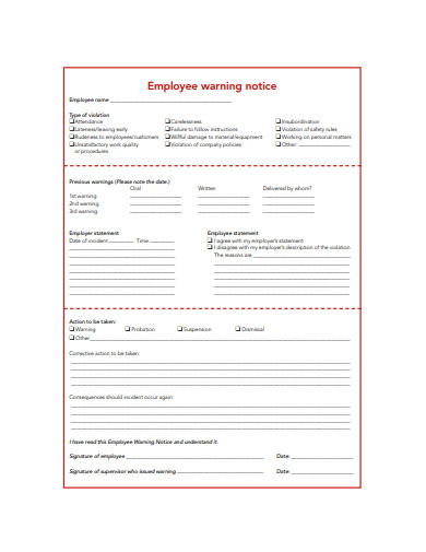 Employee Warning Notice - 9+ Examples, Format, Pdf