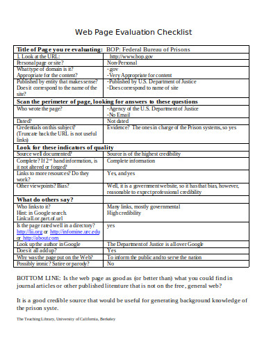 Evaluation Checklist - 18+ Examples, Format, Pdf | Examples