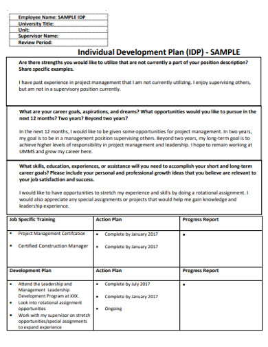 Employee Individual Development Plan Template TUTORE ORG Master Of Documents
