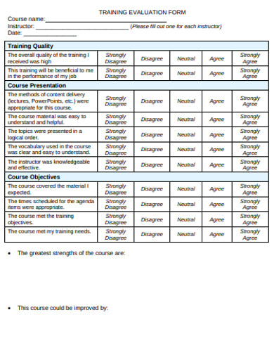 Training Evaluation Form - 21+ Examples, Format, Pdf | Examples