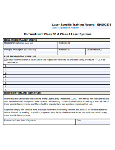 Training Record - 17+ Examples, Format, Pdf | Examples