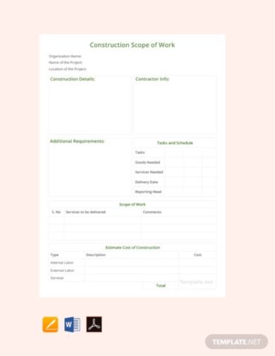 Construction Scope of Work - 11+ Examples, Format, Pdf | Examples