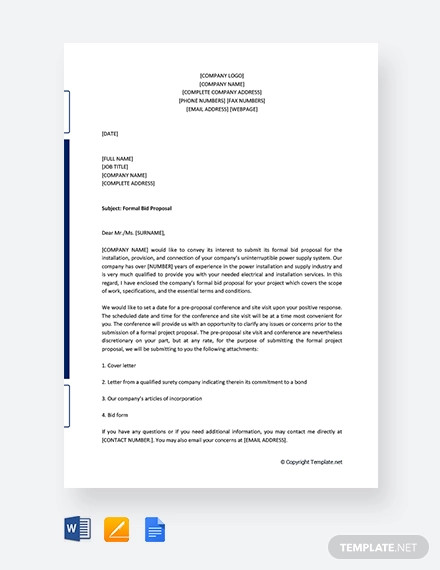 Bid Proposal - 22+ Examples, Format, Pdf | Examples