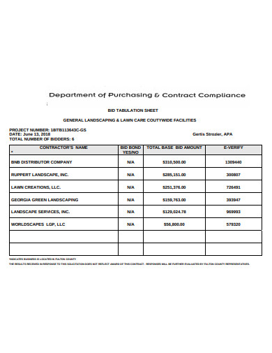 FREE 16 Landscaping Bid Examples Templates Google Docs Google 