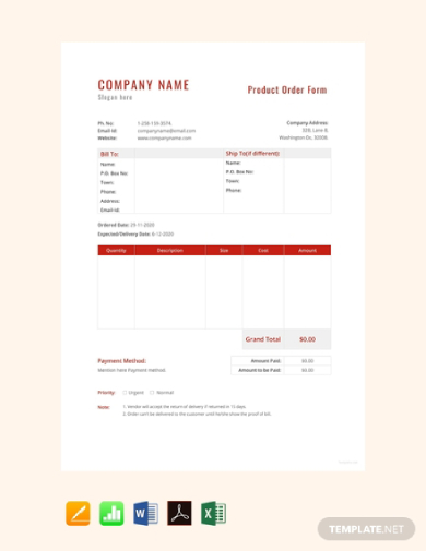 Product Order Form - 10+ Examples, Format, Pdf | Examples