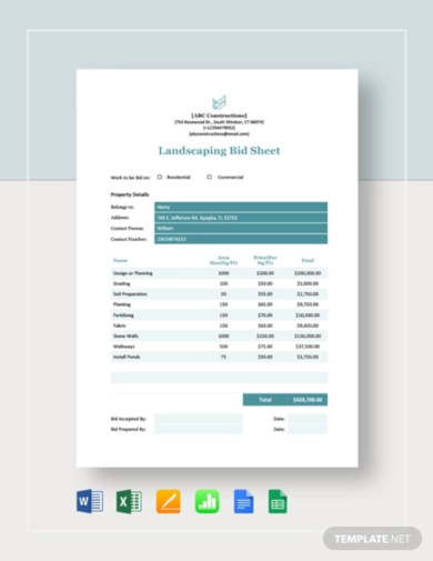 FREE 16 Landscaping Bid Examples Templates Google Docs Google 