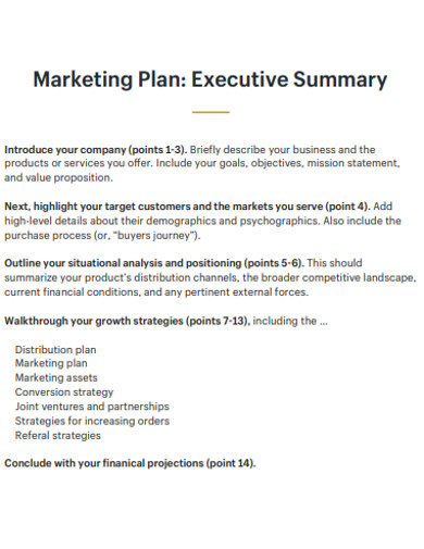 15 Marketing Plan Executive Summary Examples PDF Examples