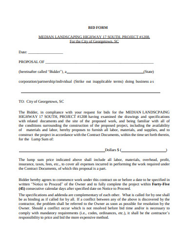 FREE 16 Landscaping Bid Examples Templates Google Docs Google 