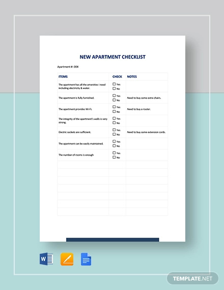 New Apartment Checklist - 9+ Examples, Format, Pdf | Examples