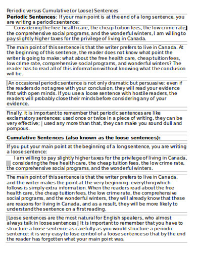 Cumulative Sentence - 10+ Examples, How to Write, PDF