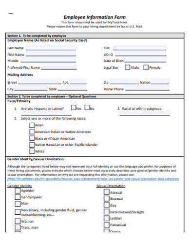 Employee Information Form - 17+ Examples, Format, Pdf | Examples