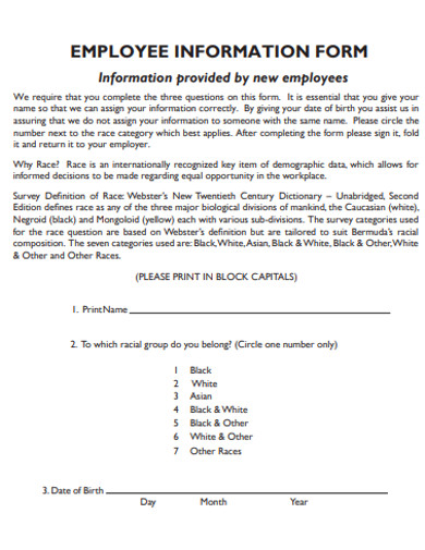 Employee Information Form - 17+ Examples, Format, Pdf | Examples