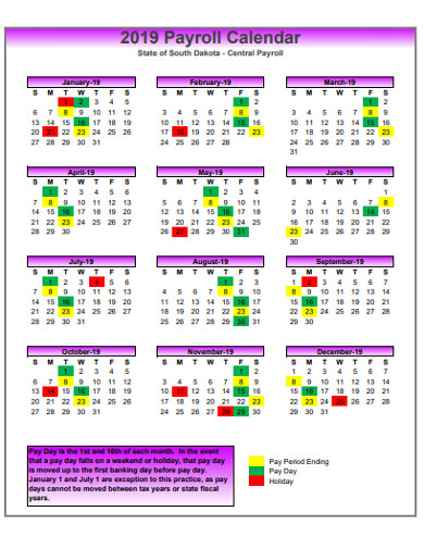 Payroll Calendar - 19+ Examples, Format, Pdf