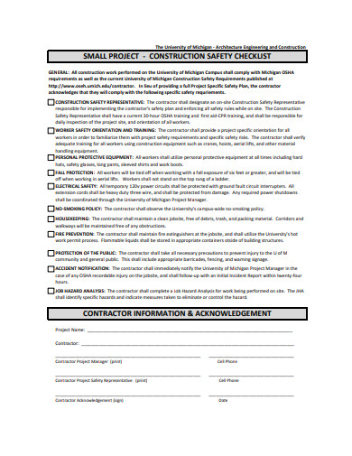 Construction Safety Checklist - 15+ Examples, Format, Pdf | Examples