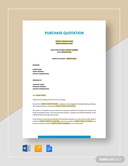 Purchase Quotation - 12+ Examples, Format, Pdf | Examples