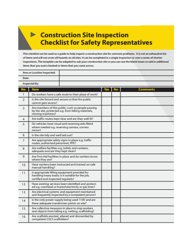 Construction Safety Checklist - 15+ Examples, Format, Pdf | Examples