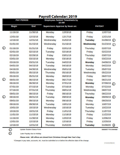 FREE 19 Payroll Calendar Examples Templates PDF Examples
