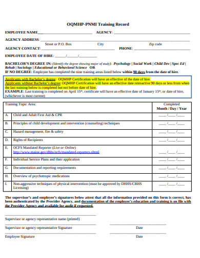 Training Record - 17+ Examples, Format, Pdf | Examples