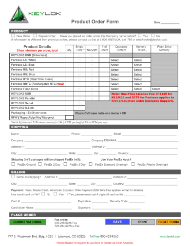 Product Order Form - 10+ Examples, Format, Pdf | Examples