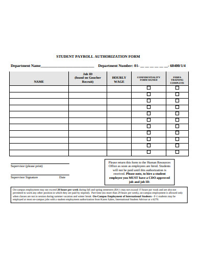 Payroll Authorization Form - 18+ Examples, Format, Sample | Examples