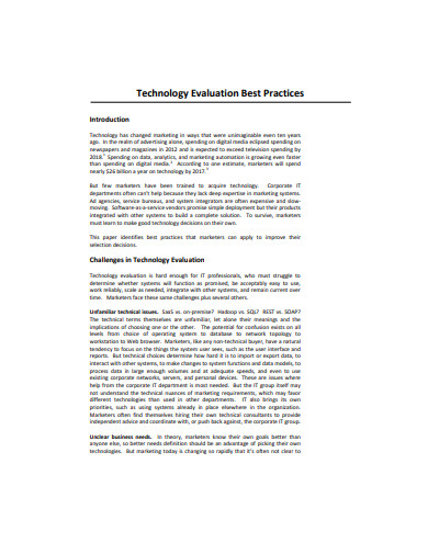 Technology Evaluation - 18+ Examples, Format, Pdf | Examples