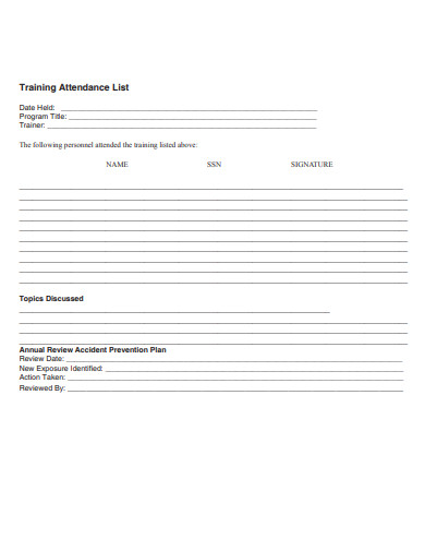 Training List - 12+ Examples, Format, Pdf | Examples