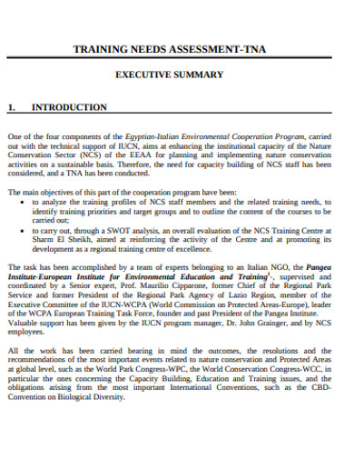Training Needs Assessment - 11+ Examples, Format, Pdf | Examples
